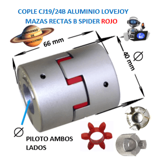CJ19/24B COPLE COMPLETO DE ALUMINIO MAZAS RECTAS PILOTO CON SPIDER 98A ROJO NO. PARTE ...
