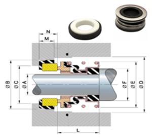 PT0105 5/8” SELLO MECANICO CORTO VAZEL A=5/8” B=1 1/4” L=7/8” N=3/8 ...
