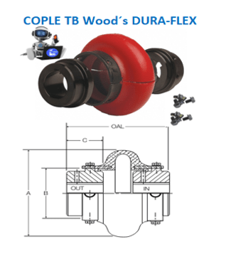 WE3 COPLE CON ELEMENTO FLEXIBLE ROJO MARCA TB Wood´s EXTERIOR A= 4.24 ...