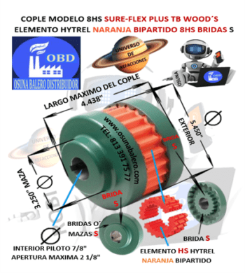 8HS COPLE TB WOOD´S SURE-FLEX HYTREL NARANJA BIPARTIDO EXTERIOR 5.450 ...