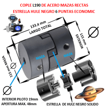 L190 COPLE ECONOMIC TIPO L DE ACERO BARRENO PILOTO 3/4″ EXTERIOR 115mm ...