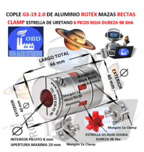GS-19 2.0 COPLE ROTEX KTR DE ALUMINIO MAZAS ( 1A ) RECTAS CLAMP PILOTO ...