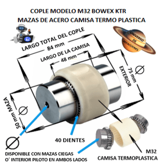 M-32 COPLE BOWEX KTR COMPLETO EXTERIOR 75mm LARGO 84mm - OSUNA BALERO ...