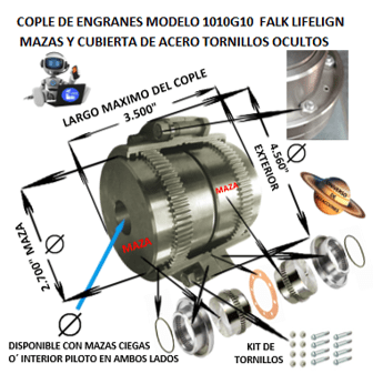 1010G10 COPLE DE ENGRANES FALK LIFELING TORNILLOS OCULTOS EXTERIOR 4. ...