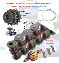 R60-2 CADENA DOBLE LINK-BELT PASO 60 REMACHADA PASO 3/4” LARGO 3.05MT ...